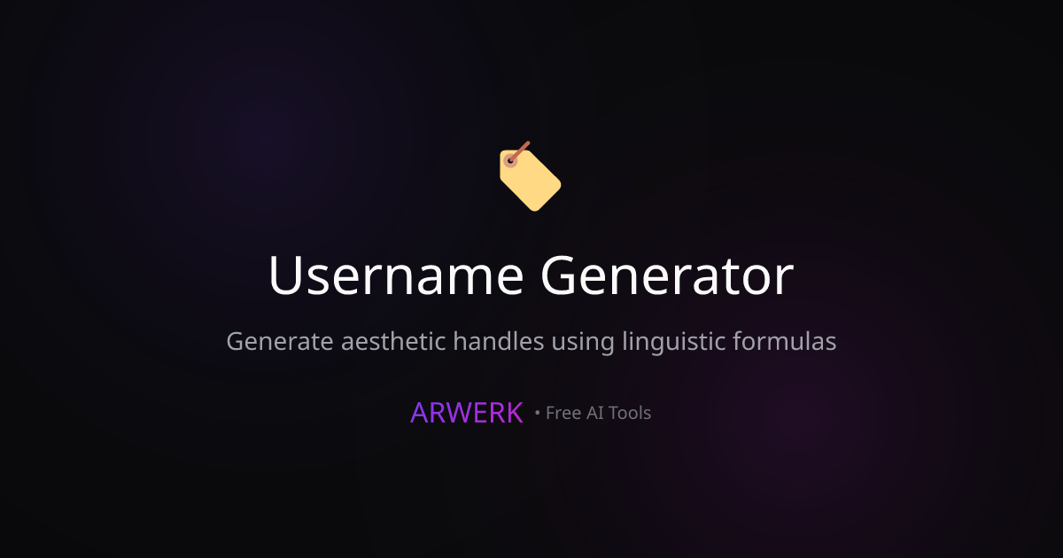 Username Generator - Free AI Tool | ARWERK | ARWERK